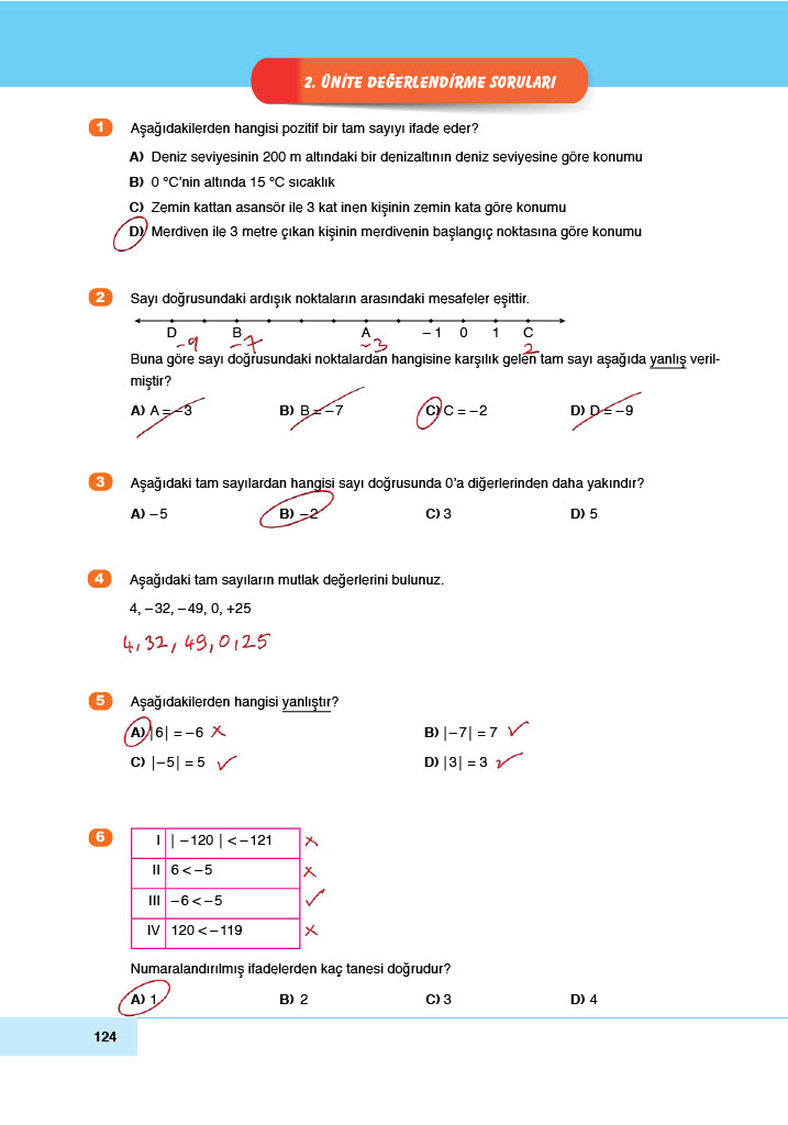 6. Sınıf Doğa Yayıncılık Matematik Ders Kitabı Sayfa 124 Cevapları | theingilizce.com